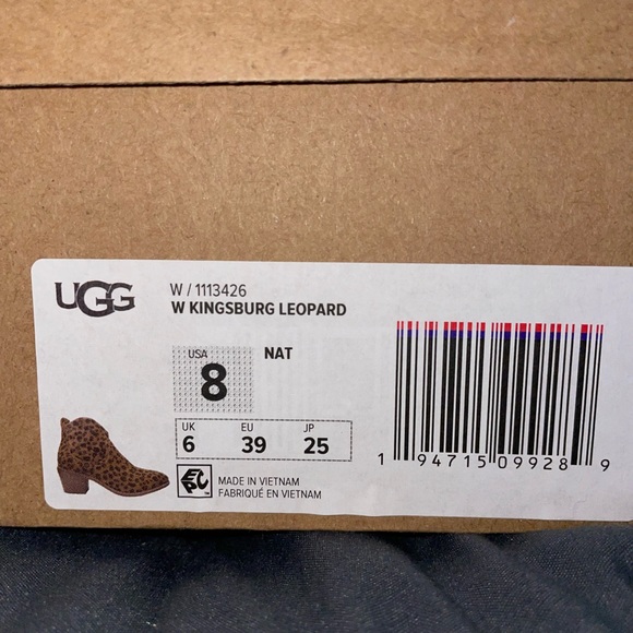 UGG | Shoes | New In Box Ugg Kingsburg Leopard Calf Hair Ankle Boots ...